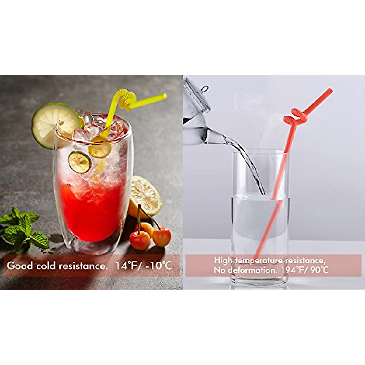 200 Pcs Disposable Drinking Straws, Colorful Long Flexible Bendy Straws (0.23'' diameter and 10.2" long)