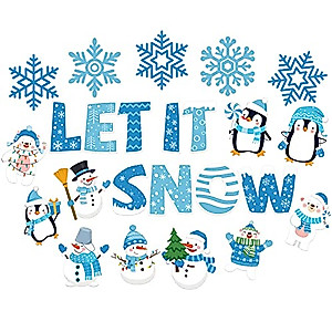 45 Pcs Winter Cutouts, Snowflake Accents Paper Cutouts Name Tags Seasonal Bulletin Board Tree Displays Classroom Decoration for Teacher Student Homeschool Holiday Christmas Supplies (Snowflake Style)