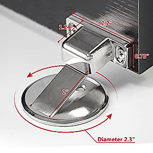 2 Pack Magnetic Door Stop, HOMIYO Magnetic Door Stopper, Stainless Steel Door Holder with Double Sided Adhesive Tape or Hardware Screws, Works for The Door Gap Between 0.2-0.4 Inch (Silver)