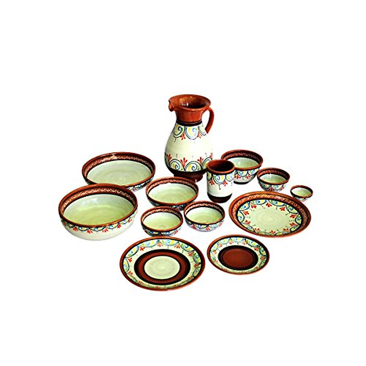 Cactus Canyon Ceramics VERY SMALL Spanish Terracotta 5-Piece VERY SMALL Mini-Bowl (Pinch Bowls) Set, White