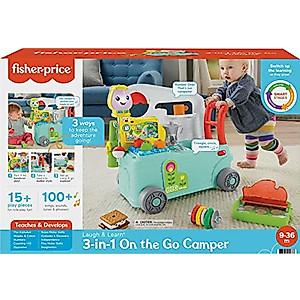 Fisher-Price Laugh & Learn Baby To Toddler Toy 3-In-1 On-The-Go Camper Walker & Activity Center With Smart Stages For Ages 9+ Months