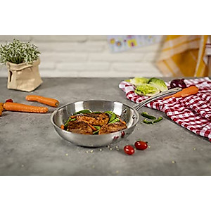 KUHN RIKON Allround Oven-Safe Induction Uncoated Frying Pan, 28 cm, Stainless Steel, Silver