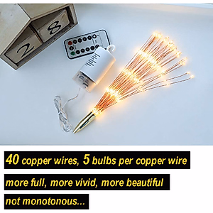 PXBNIUYA 200LED Hanging Sphere Lights, Battery Operated Starburst Lights, 8 Modes Dimmable Remote Control, Waterproof Fairy Lights, Copper Wire Lights for Indoor Outdoor Christmas Decor (Warm White)