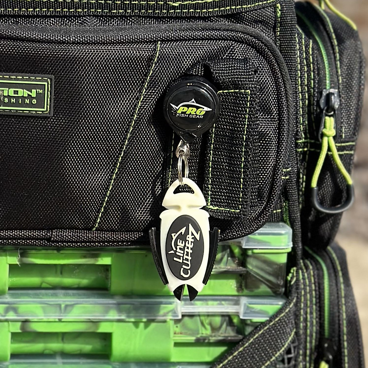 LINE CUTTERZ Patented Dual Hybrid Ceramic Cutter + Stainless Steel Micro Scissors Fishing Line Clipper - Glow-in-the-Dark