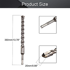 Utoolmart Masonry Drill Bit 25mm x 350mm Carbide Tipped Rotary Hammer Bit 9mm Round Shank for SDS Impact Drill 1Pcs