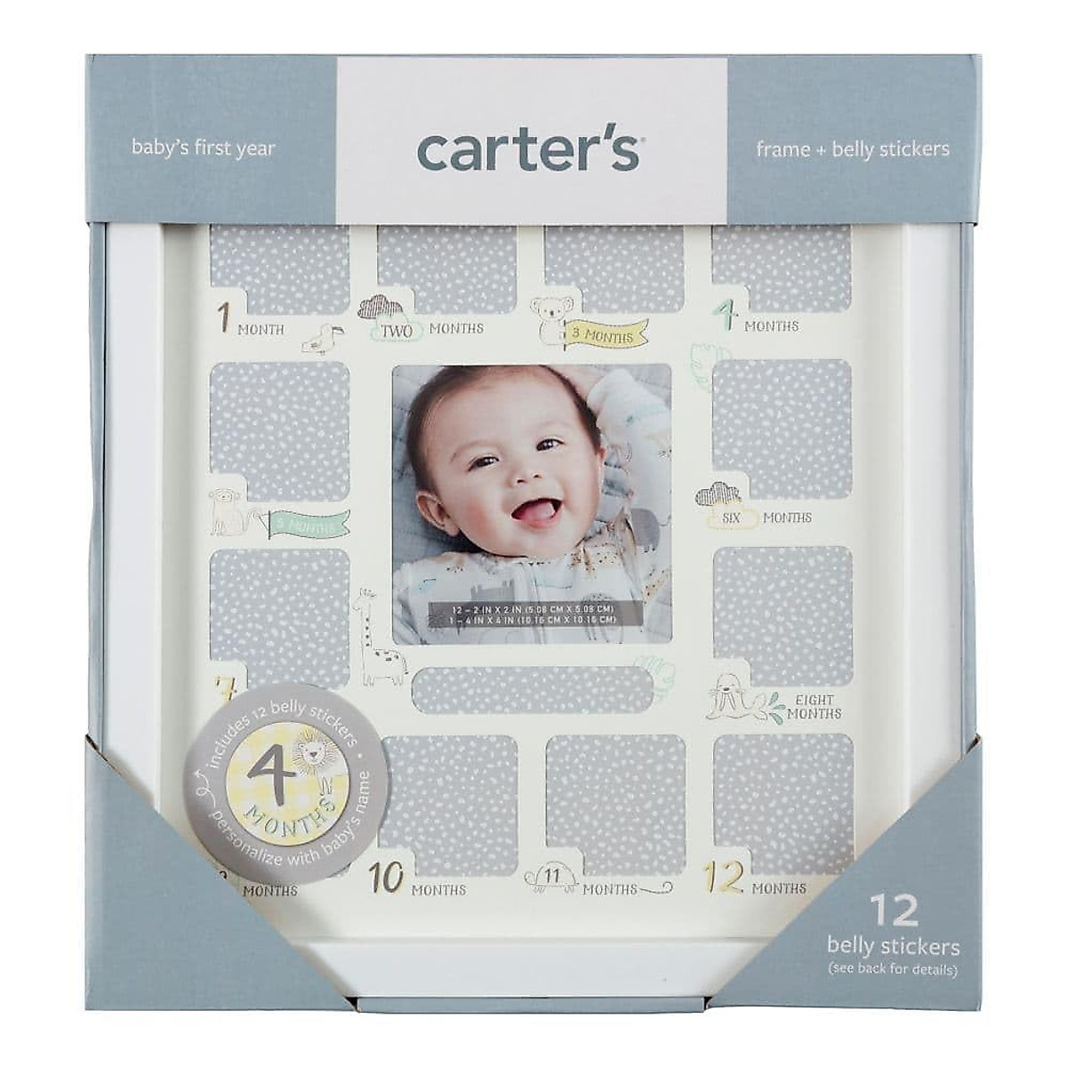 Carter's BFP7-23287 Gender Neutral Baby's First Year Picture Frame and Baby Month Stickers, 12'' W x 13.2'' H, 13pcs