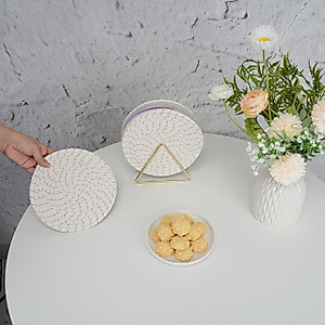 Trivets Set Pot Holders Set Coasters for Countertops Hot Mats Hot Pads Cotton Potholders for Kitchen Ideal for Hot Dishes, Pots, Pans, Teapots, Bowl and Plates 8 Inch 5 pcs (Striped)