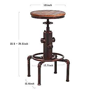 Topower American Antique Vintage Industrial bar Stool and Table Set Cafe Coffee Industrial Bar Bistro Set of 2