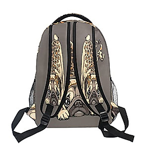 ALAZA Pug Dog Leopard Skin Spots Travel Laptop Backpack Business Daypack Fit 15.6 Inch Laptops for Women Men