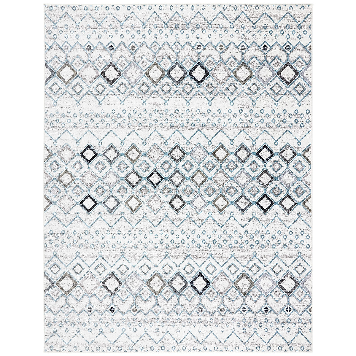 SAFAVIEH Amsterdam Collection Area Rug - 10' x 14', Ivory & Grey, Moroccan Boho Design, Non-Shedding & Easy Care, Ideal for High Traffic Areas in Living Room, Bedroom (AMS108A)