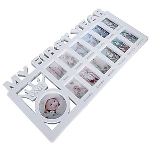 Kisangel Newborn Baby Picture Frame My First Year Frame 12 Month Photo Frame Monthly Milestone Desktop Picture Frame for Baby Newborn 1st Birthday Gift