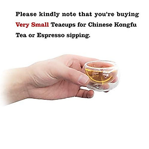 Luxtea Double-walled Borosilicate Teacup Glass Heat-resisting Tea Cup Hold 2 Oz, Set of 10