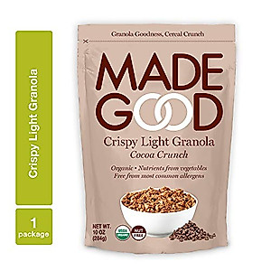 Made Good Crispy Light Granola NutFree Gluten Free, Allergy Friendly, USDA Certified Organic Ingredients, Vegan, NonGMO Nutrients from a Full Serving of Vegetables, Cocoa Crunch, 10 Ounce (Pack of 1)