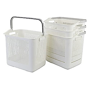 Bringer 35 L Plastic Laundry Baskets with Handle, 4-Pack Dirty Laundry Hamper, White