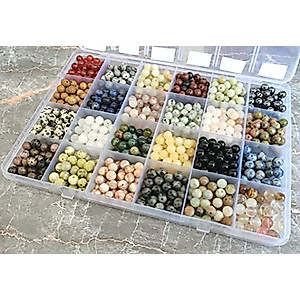 GangGangHao 960pcs Natural Stone Beads Crystals Round Genuine Real Stone Beading Loose DIY Gemstone for Bracelet Jewelry Making(6mm,24 Color)