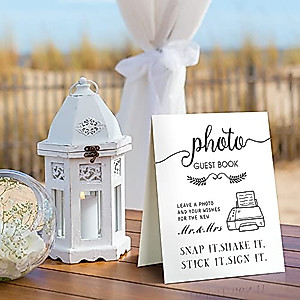 Wedding Photo Sign Guest Book 9.8 X 7.9 Inch Rustic Wedding Photo Guestbook Unframed Wedding Reception Sign Paper Bridal Shower Guestbook Decor for Wedding New Mr and Mrs