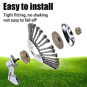 PLAXNS 10 Inch Rotary Steel Wire Brush Cutter Trimmer Head Weed Blade Cutter with Adapter Kit Compatible with Stihl, Husqvarna,String Trimmers, Gardening Lawnmower, Moss Grass Rust Removal