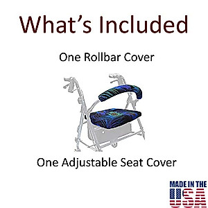 Crutcheze Made in USA Rollator Walker Seat and Backrest Covers | Designer Fashion Accessories (Peacock Feathers)