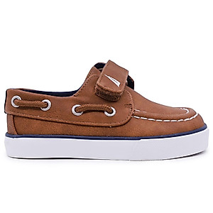 Nautica Kids Boys Loafers Casual One Strap Boat Shoes for Toddler Little Kid-Little River-Tan Pebbled Pu Size-10