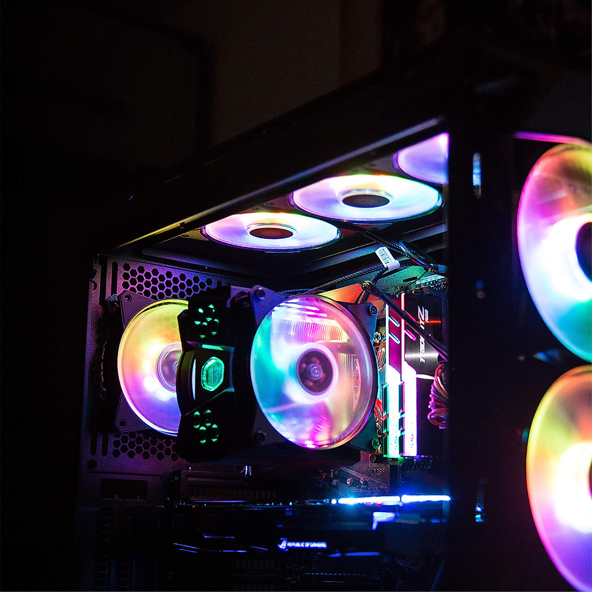 Cooler Master 3IN1 MasterFan MF120R ARGB 120mm Addressable RGB Fan - Riffle Bearing, Hybrid Air Balance Fan Blade Design, and Jam Sensor Protection