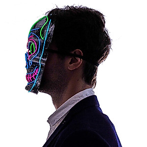 JOYIN Halloween LED Purge Scary Mask Light Up LED Mask Cool Costume Accessories (Skull)