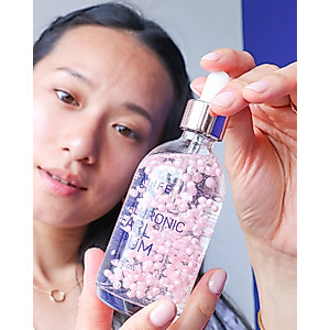 Spa Life Face Serum: Hyaluronic Acid Serum 100 ml (3.7 oz) - Smoothing & Hydrating Daily - Targets Dryness, Fine Lines, & Wrinkles - Helps Plump Skin, Dissolving Pearl Capsules for Instant Luminosity