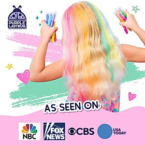 Purple Ladybug 12-Color Hair Chalk for Girls - Washable Temporary Hair Dye, Fun Gift for Kids 7-11, Great for Birthdays, Valentine's & Easter