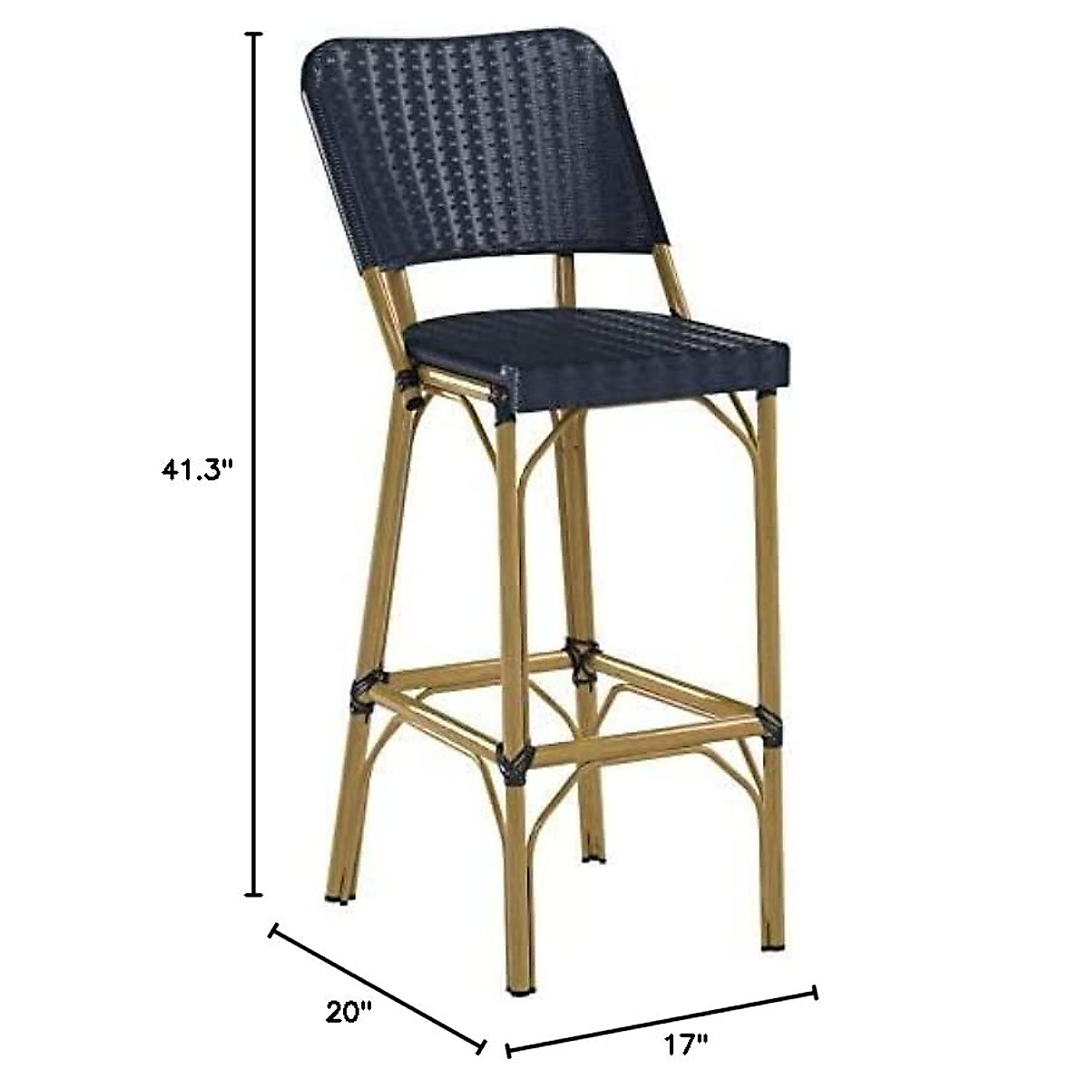 Safavieh Home Collection Deltana Navy Rattan Indoor/Outdoor Bar Stool,
