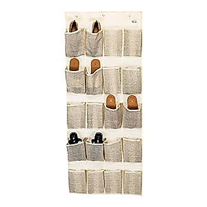 Simplify Over the door 20 pocket shoe organizer in Faux Jute