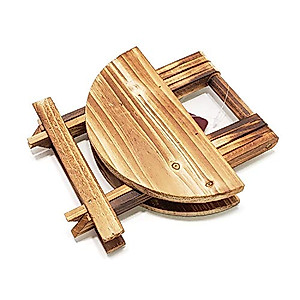 Burned Cedar Wood Bonsai Tree Flower and Plant Stands Bundle with Rectangular and Circular Stand