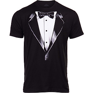 Ann Arbor T-shirt Co. Tuxedo T-Shirt | Classic Party Humor Vintage Funny Tux Tee Joke Concert Festival Shirt for Men Women-(Black, 2XL)