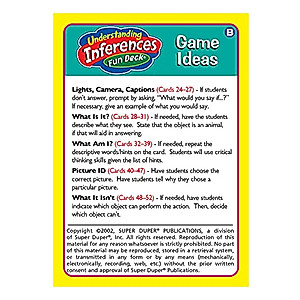 Super Duper Publications | Understanding Inferences Fun Deck | Problem Solving and Reasoning Skills Flash Cards | Educational Learning Materials for Children