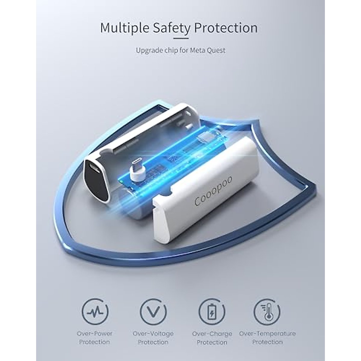 Cooopoo Battery Pack for Meta Quest 3/Quest 3S，5V3A Fast Charge Power Bank with LCD Indicator for Extended Playtime - Rechargeable Mini Lightweight Accessory with Power Indicator [2Pack]