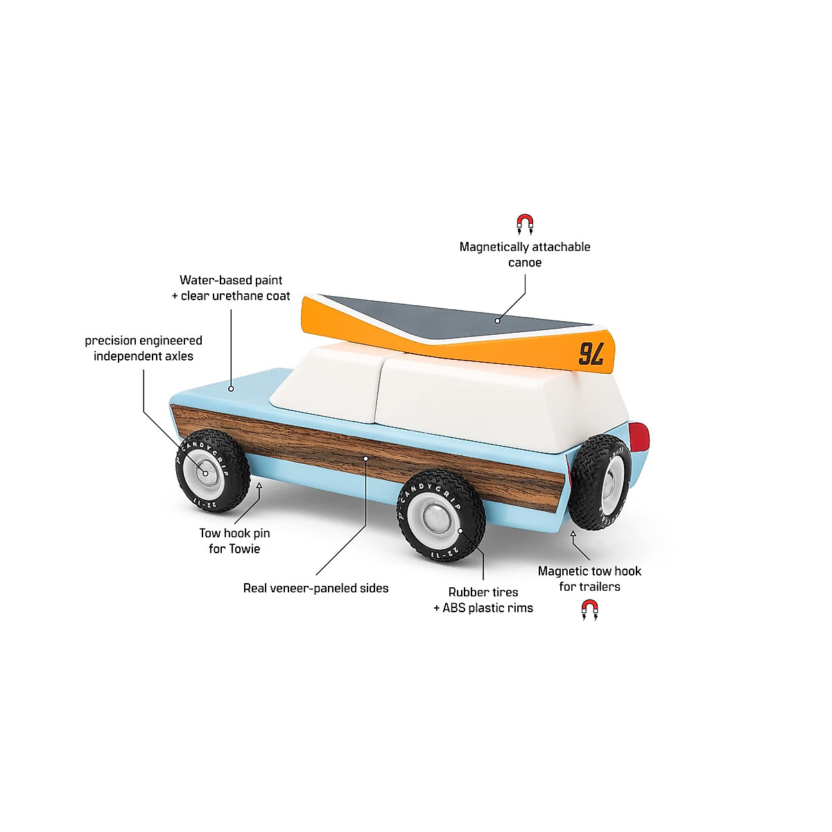 Candylab Toys - Americana Collection - Pioneer - Premium Handcrafted Wooden Car Toy