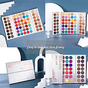 Gorgeous Me Make Up Palette Eye Shadow 63 Colors Eyeshadow Pallet Pigmented Matte Shimmers Metallic Blendable Waterproof with Makeup Brush and Powder Blender