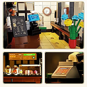 NEWRICE Modern Cafe Architecture Building Blocks Kit with Light,MOC City Street Coffee House Model Set, Building Toy for 6+ Year Boys.Adult.New 2022(768 Pieces)