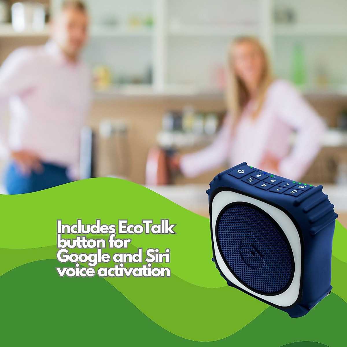 ECOXGEAR EcoEdge Pro Bluetooth Speakers - Large Bass Enhancing Passive Woofer, Waterproof Speaker w/LED Party Lights, 20+ Hours Playtime Portable Speaker, Siri and Google Voice Assistant Activated