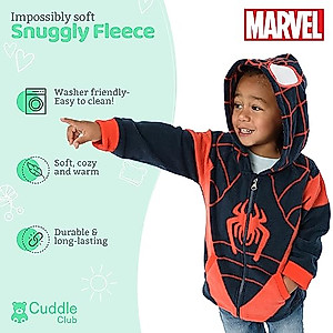 Cuddle Club Miles Morales Toddler Fleece Jacket - Toddler Miles 5T Toddler Fleece Jacket - Girls & Boys Zip Up Miles Hoodie - Kids Miles Sweater Fleece Jacket - Toddler Winter Miles Jacket