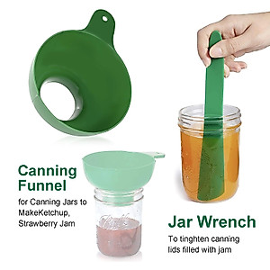 7 in 1 Canning Kit Include Steamer Rack,Canning Funnel,Jar Lifter,Wrench, Tongs,Lid Lifter/Bubble Remover Tool.Suitable for Easy Learning and Making of Household Mason Canning (Green)