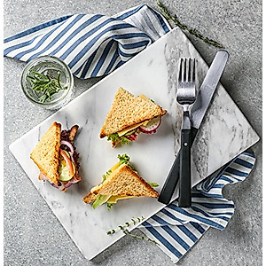 Greenco Marble Cutting Board, 8 x 12, White Marble | Meat Cutting Boards, Fruit&Cheese Board, Butcher Block | Over-the-Sink, Dishwasher Safe Chopping Board Kitchen Set | Large Kitchen Serving Tray