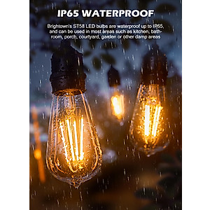 Brightown Vintage LED Edison Bulbs, 6W, Equivalent 60W, High Bright 2700K Warm White,750 Lumens, Non-Dimmable, E26 Medium Base ST58 Antique Filament Bulbs with 83+ CRI for Ceiling Fan Bathroom Porch