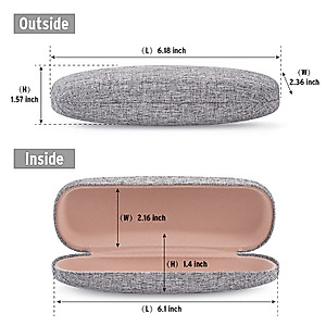 Marvolia Glasses Case Hard Shell Eyeglasses Case Linen Fabrics Protective Case for Sunglasses Eyeglasses with Cleaning Cloth for Men Women - Grey