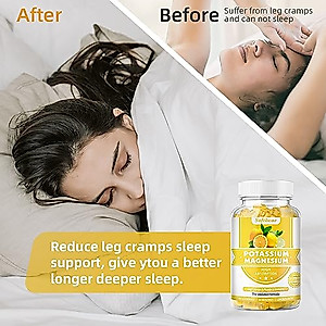 Potassium Magnesium Supplement Gummies for Women Men, Sugar Free Potassium Gummies for Leg Cramps & Muscle & Immune Health, High Absorption Magnesium Gummies Lemon Flavor 120 Count