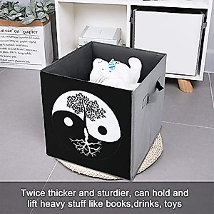 Tree of Life Yin Yang Collapsible Storage Bins Basics Folding Fabric Storage Cubes Organizer Boxes with Handles