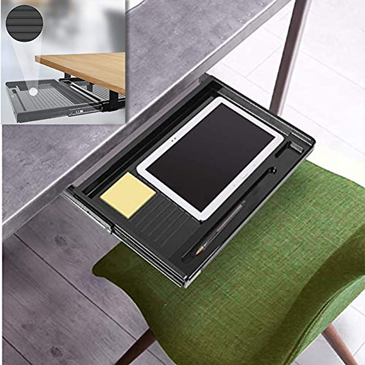 WUK Keyboard Platform Sliding Pull-Out Tray Under Desk Drawer for Keyboard Attachable Keyboard Tray, Home Office 51.5cm/20.2 in x 27cm/10.6 in