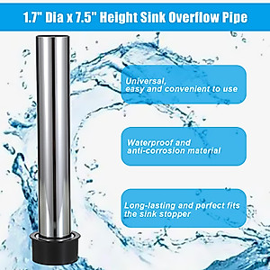 OwnMy 1PCS Bar Sink Overflow Pipe 7.5" H Metal Sink Strainer Pipe Bathroom Sink Drain Strainer, Bar Sink Stopper Sink Drain Stopper, Kitchen Sink Drain Stopper Sink Overflow Tube for 1.7" Sink Drain