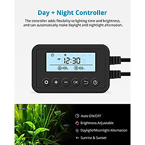 NICREW SkyLED Plus Aquarium Plant Light, Freshwater Fish Tank Light with Ramp Up and Dim Down, Spectrum Adjustable and Lighting Schedule Programmable with Controller, 18-24 Inches, 18 Watts