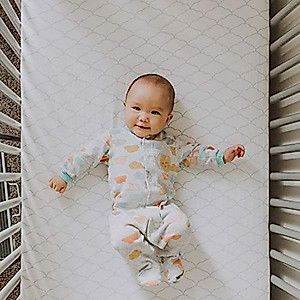 Newton Baby Organic Fitted Crib Sheets - 100% Breathable and Ultra-Soft, 100% Organic Muslin Cotton, Dreamweaver Print in Moonstone Mist + Solid White, Fits All Standard Cribs