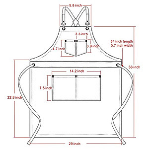 Jeanerlor Blue Striped Denim Aprons for Women and Men - Jean Cross Back Apron Adjustable Neck Unisex with 4 Pockets for Barista, Chef, Barber, Painter and Gardener, Adjustable M to XXL