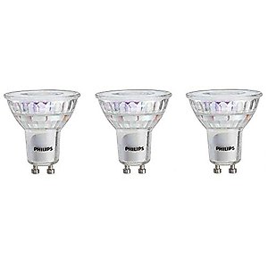 Philips LED Flicker-Free GU10 Bulb, 380 Lumen, Bright White Light (3000K), 4W=50W, Title 20 Certified, 3-Pack